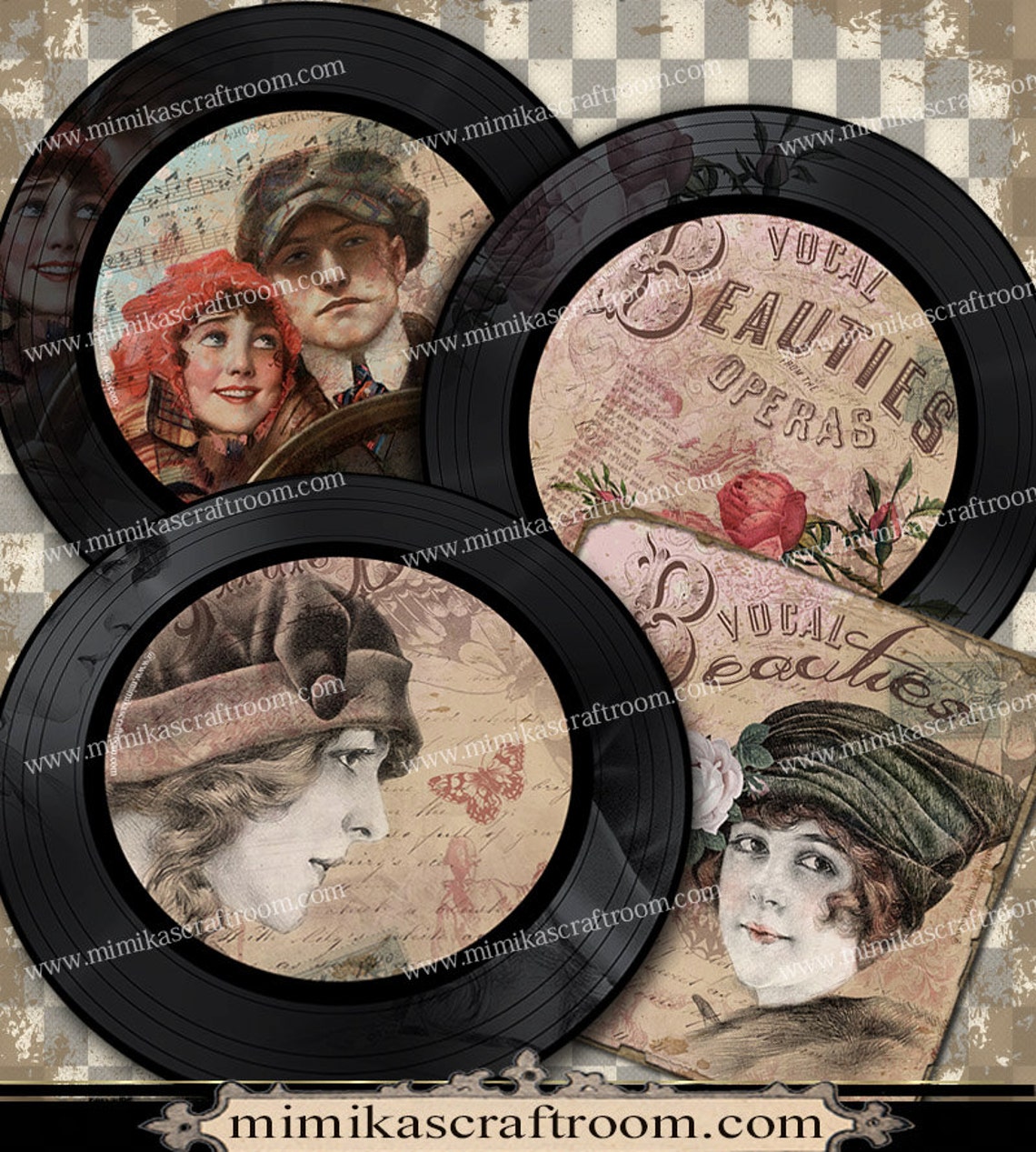 VINYL RECORD Printable Vintage Instant Download Music Digital Paper ...