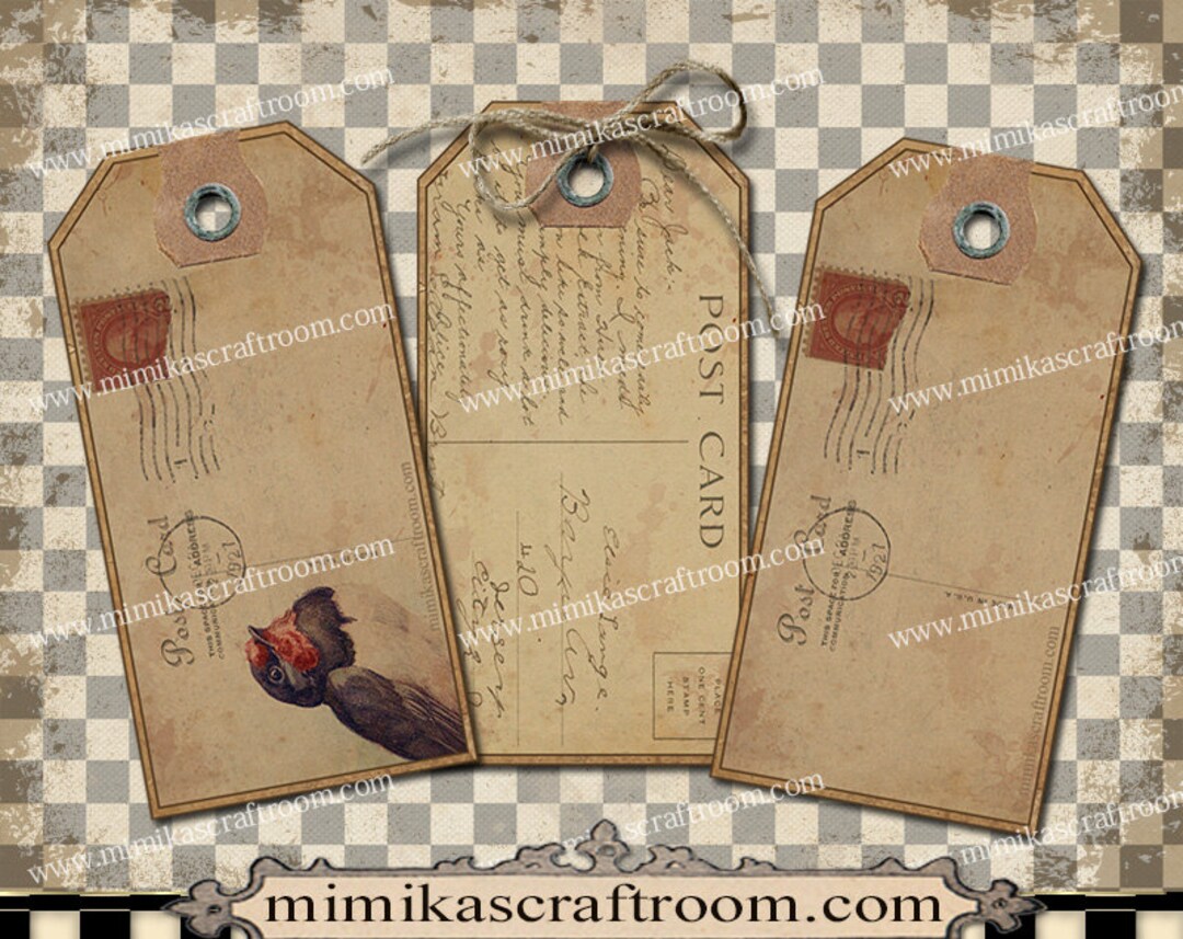 Vintage POSTCARDS Blank Tags Editable Labels Digital Gift Tags ...