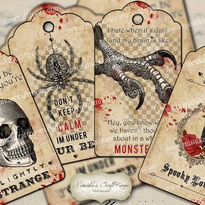 Halloween Tags Halloween Labels Printable Tags Digital Collage Sheet ...