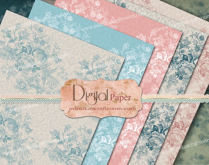 Shabby Chic Digital Paper, Digital Printable Paper, Pastel Printable ...