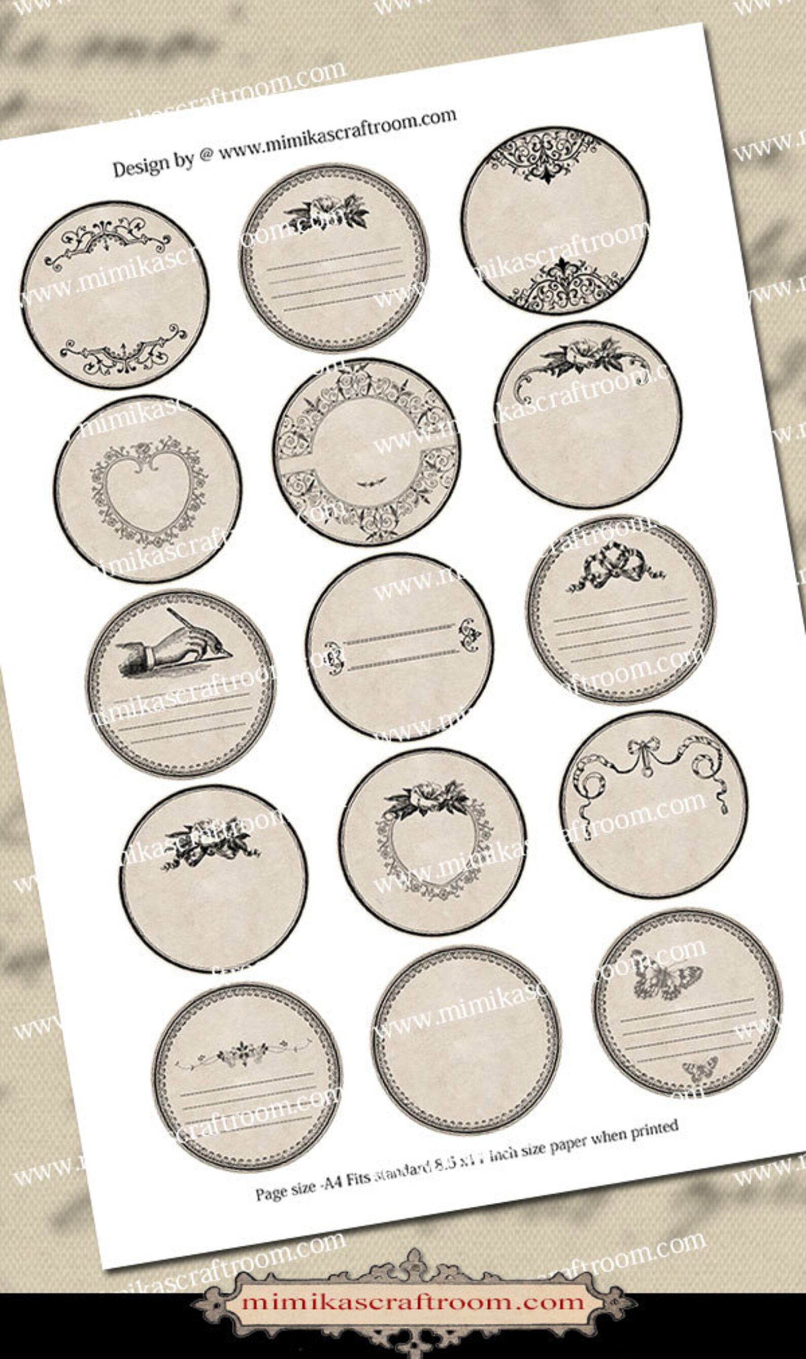 Round Labels Editable 2 Inch Circle Tags Blank Vintage Labels Instant ...