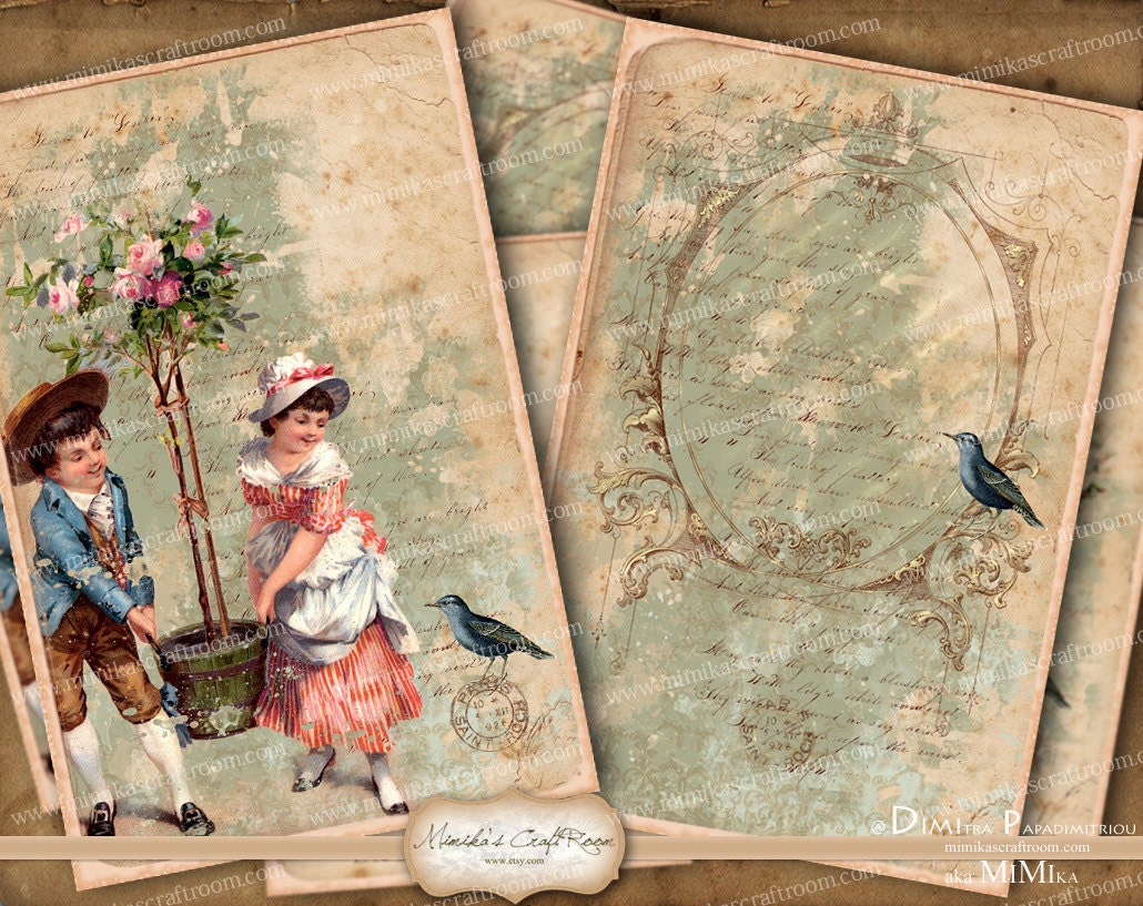 FLORAL Victorian Paper Digital Collage Sheet Background 4x6 Inches Kids ...