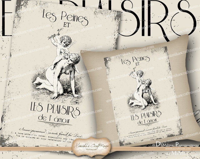 AMOUR, Digital Transfer Vintage Image Iron on Digital Collage Sheet ...