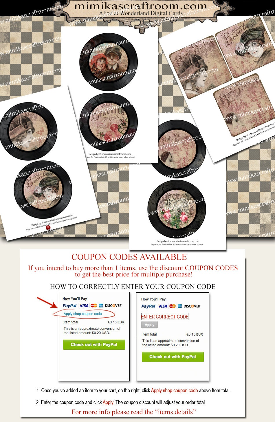 VINYL RECORD Printable Vintage Instant Download Music Digital Paper ...