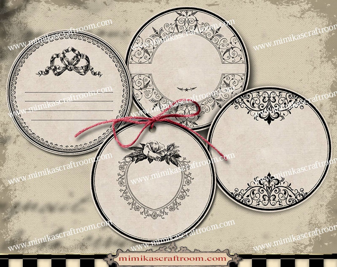 Round Labels Editable 2 Inch Circle Tags Blank Vintage Labels Instant ...