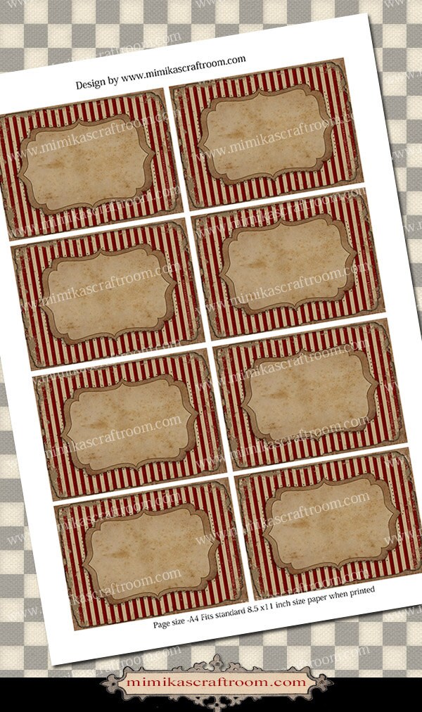 Christmas Printable Striped Labels, Editable Label, Stripe Digital ...