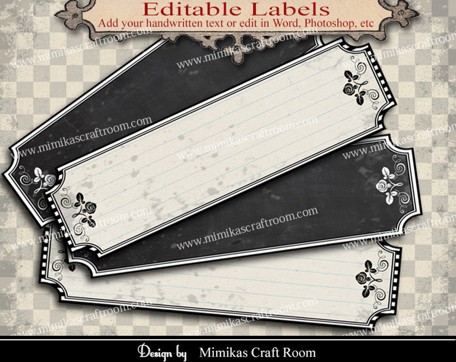 Printable Blank Labels Add Your Text Digital Paper Craft Supplies ...