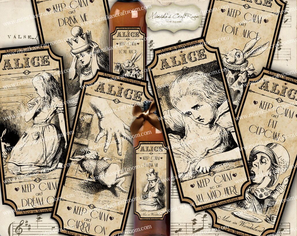 Alice Apothecary Bottle Labels, Jar Labels Tags, Wonderland Printable ...