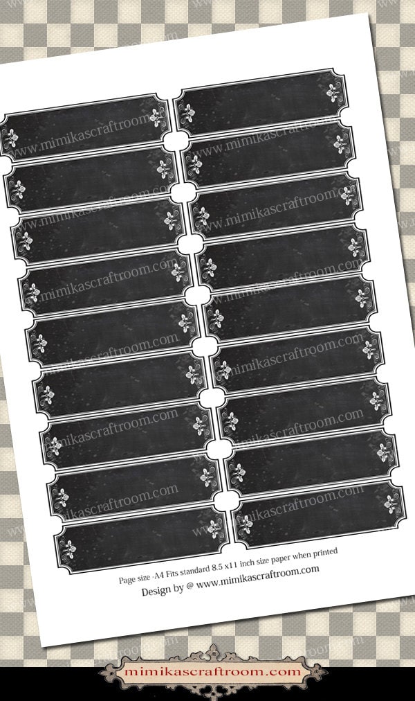 Printable Blank Labels Add Your Text Digital Paper Craft Supplies ...