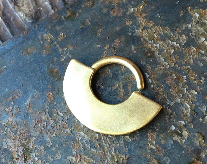 Wide Yellow Septum Ring ~ Satin Finish Nose Ring ~ Yellow Gold Dipped ...