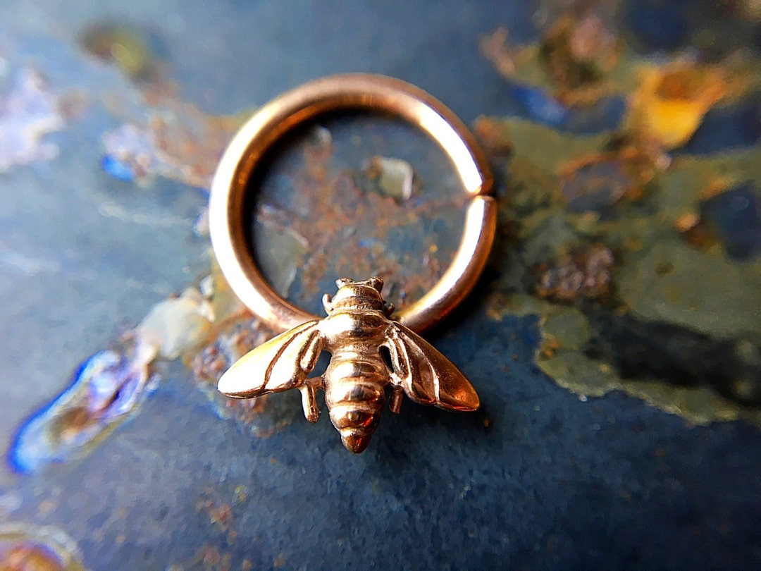Rose Gold Bee Septum Ring ~ Pink Gold Honey Bee Nose Ring ~ Insect Body ...