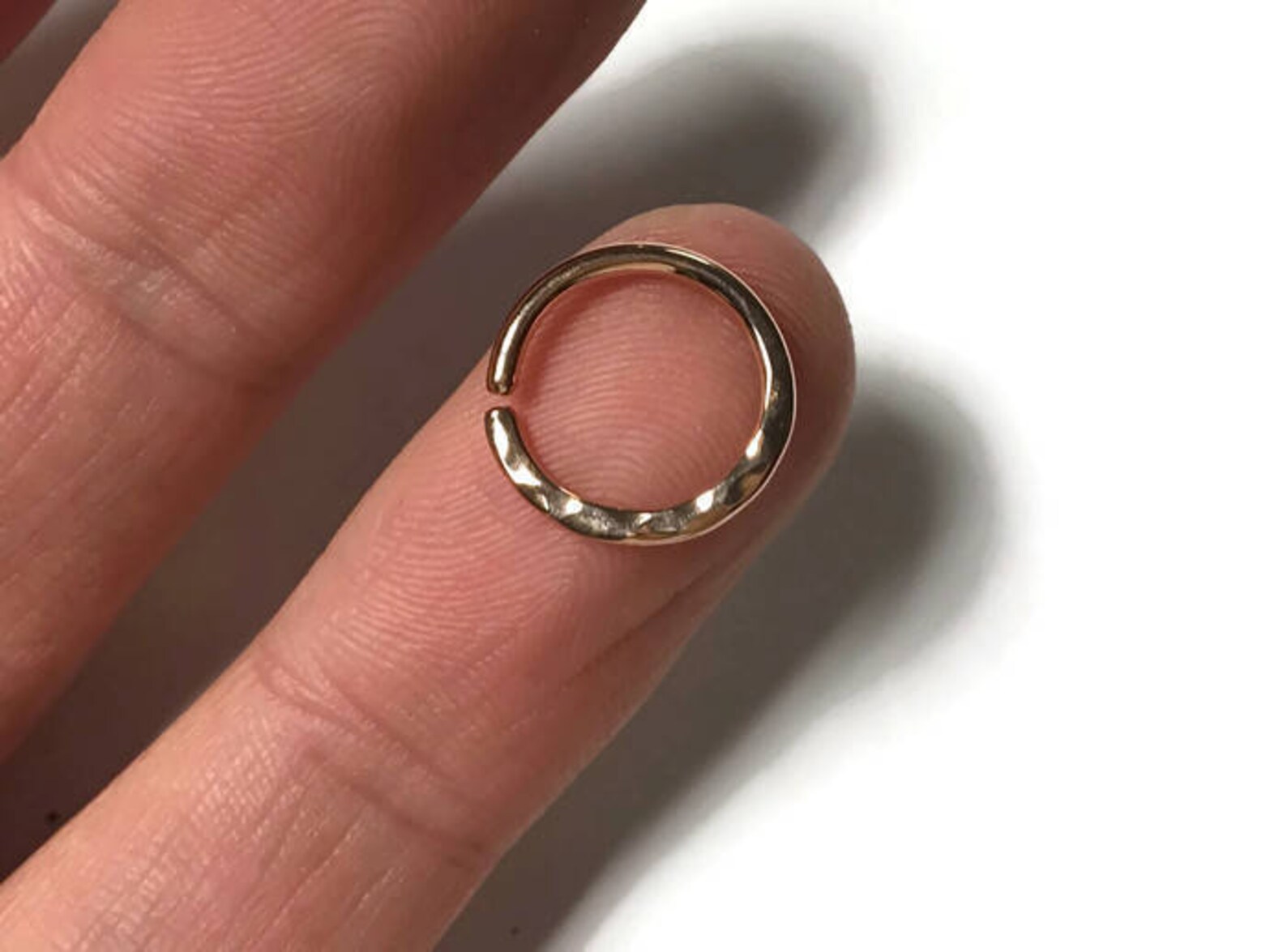 Solid 14 Karat Rose Gold Hammer Texture Septum Ring ~ Nose Hoop ~ Daith ...