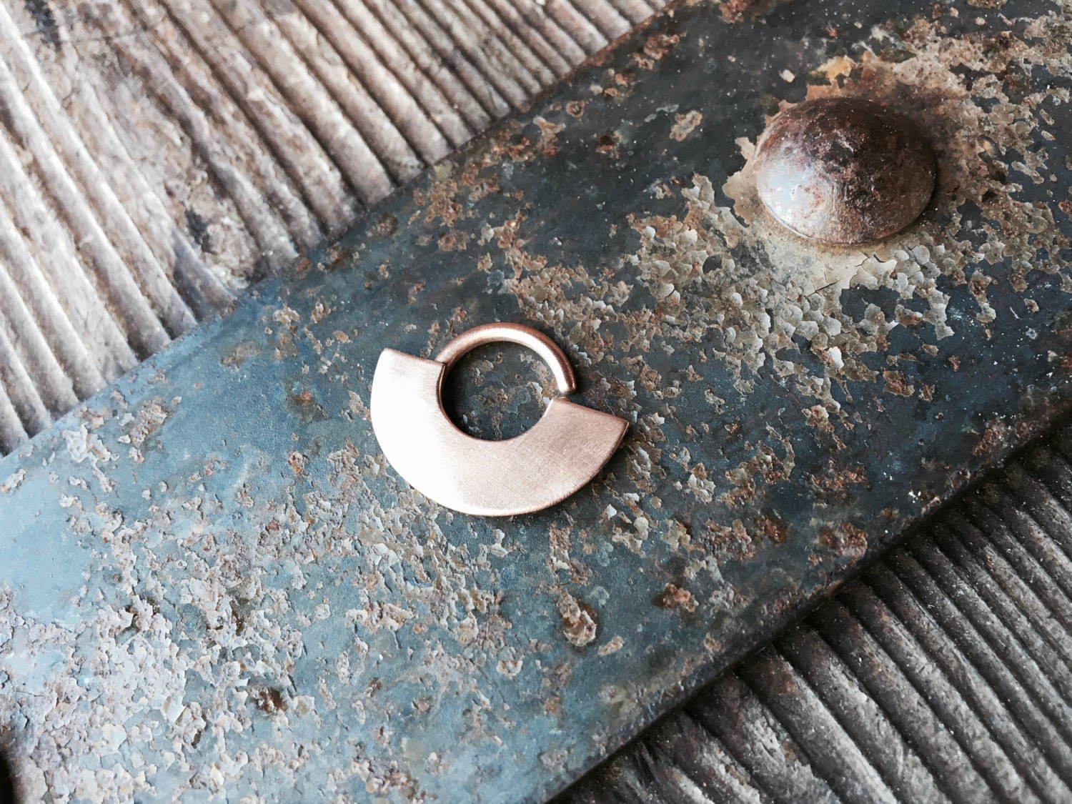 Wide Rose Gold Septum Ring Satin Finish Pink Gold Dipped | Etsy