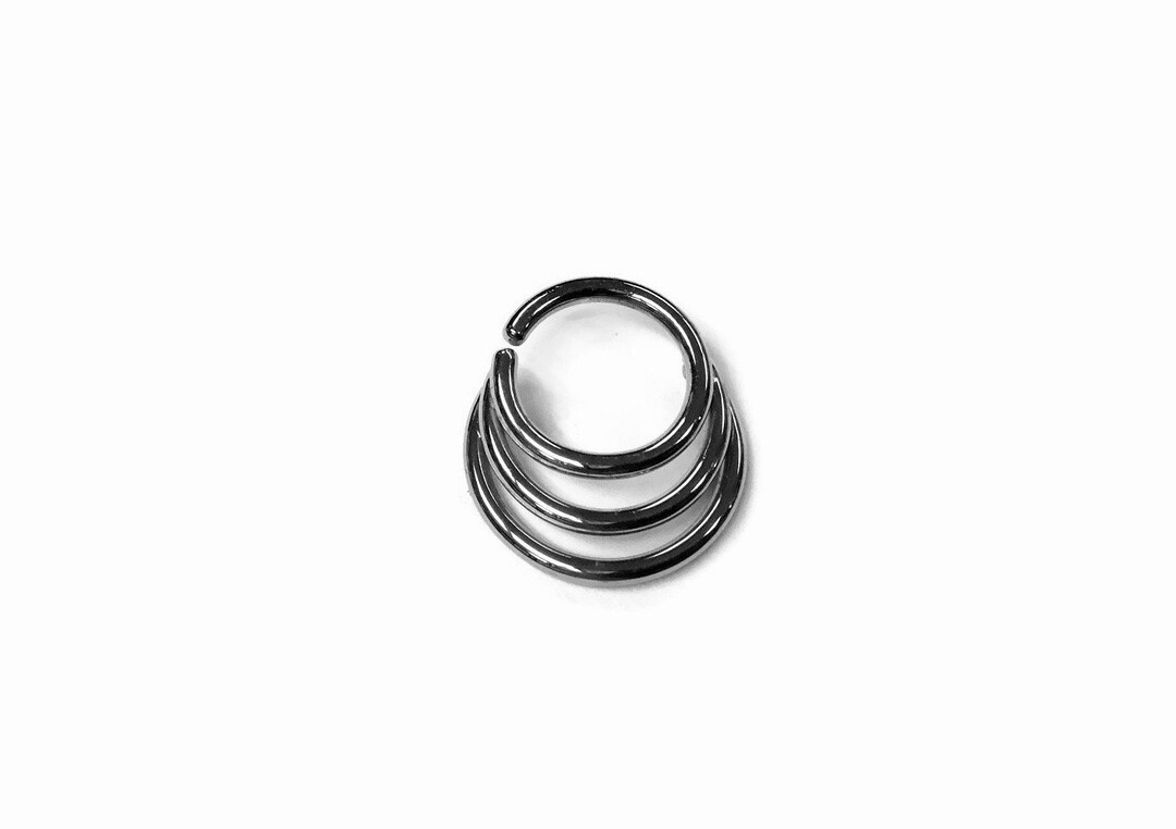 Triple Layered Septum Ring ~ Triple Nose Hoop ~ Nickel-free Sterling ...