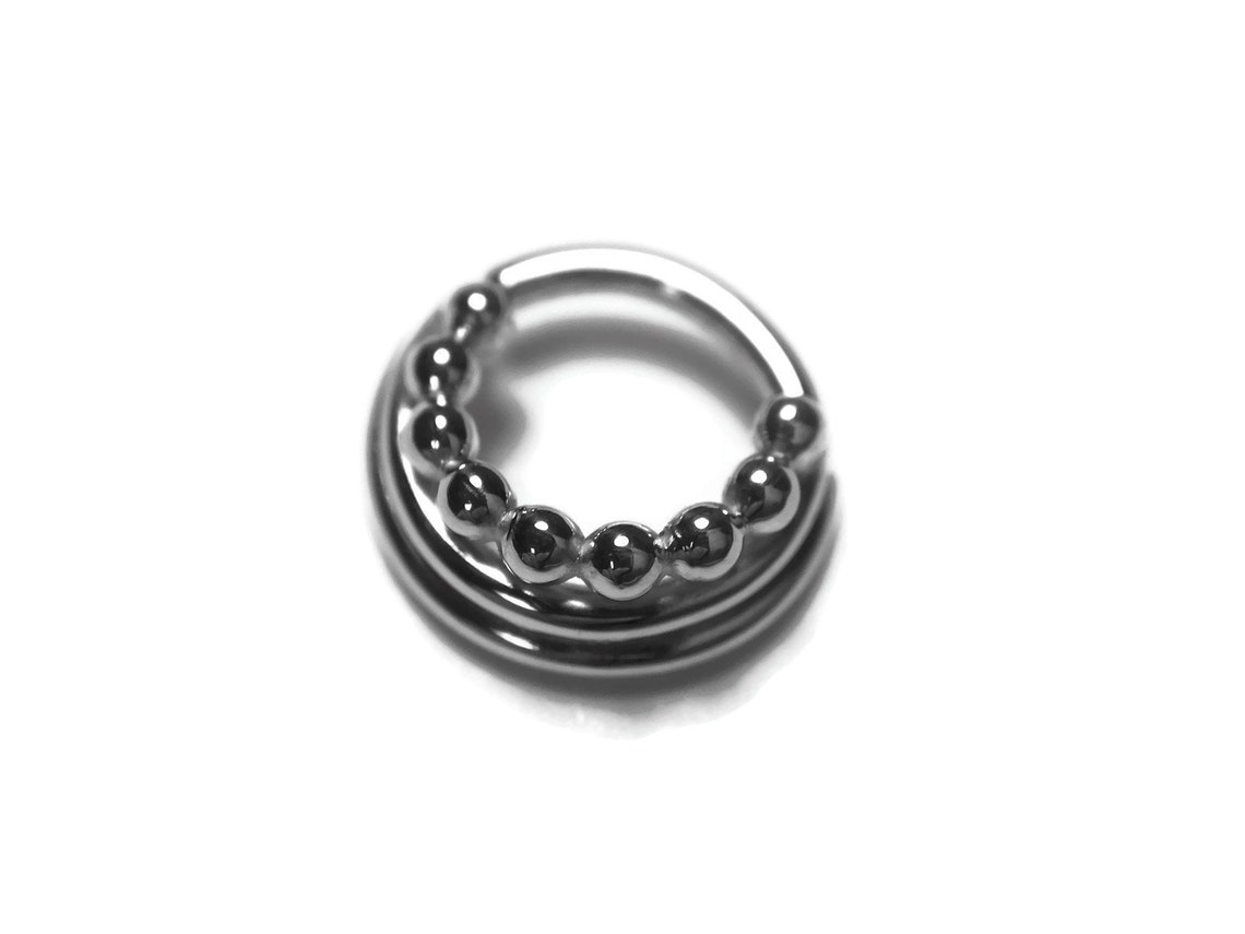 Triple Layered Beaded Septum Ring - Piercing - Rook - Conch - Nostril ...