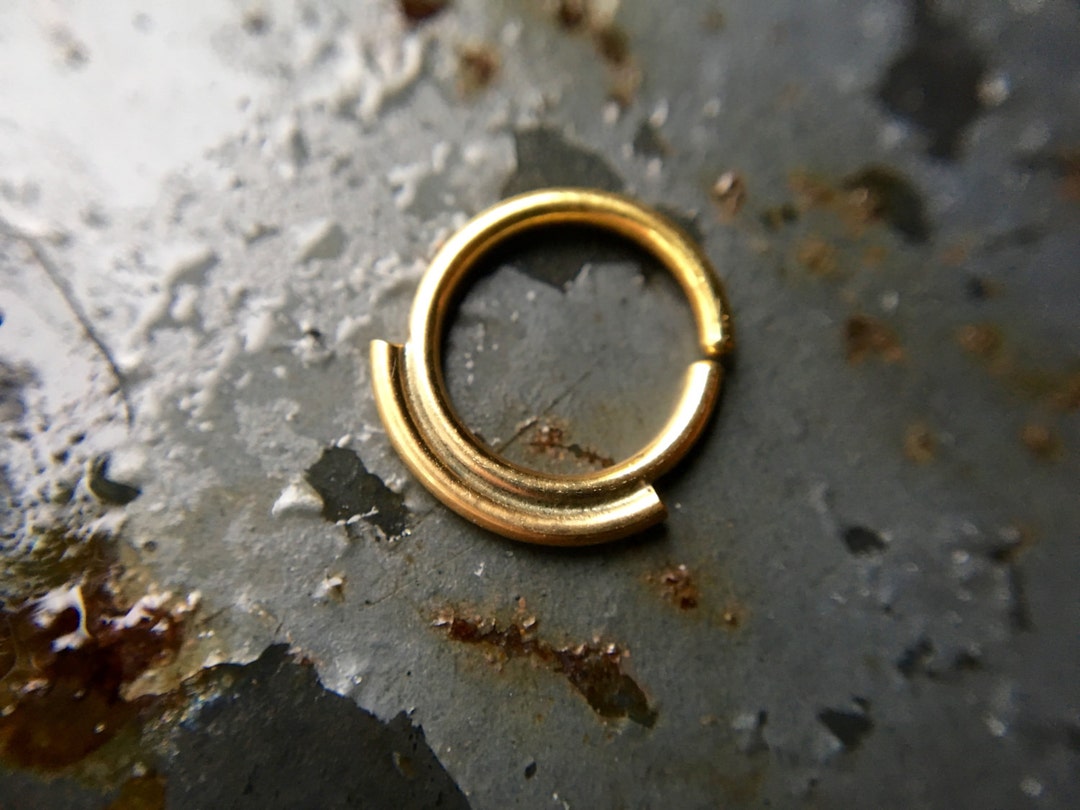 Solid 14 Karat Gold Septum Ring ~ Simple Little Yellow Gold Nose Hoop ...