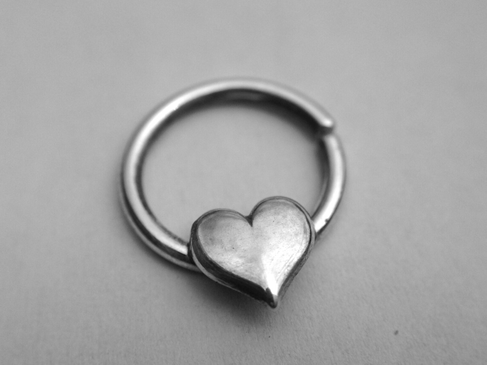 Shiny Heart Septum Ring ~ Puffy Sterling Silver Heart Nose Hoop ~ Sweet ...