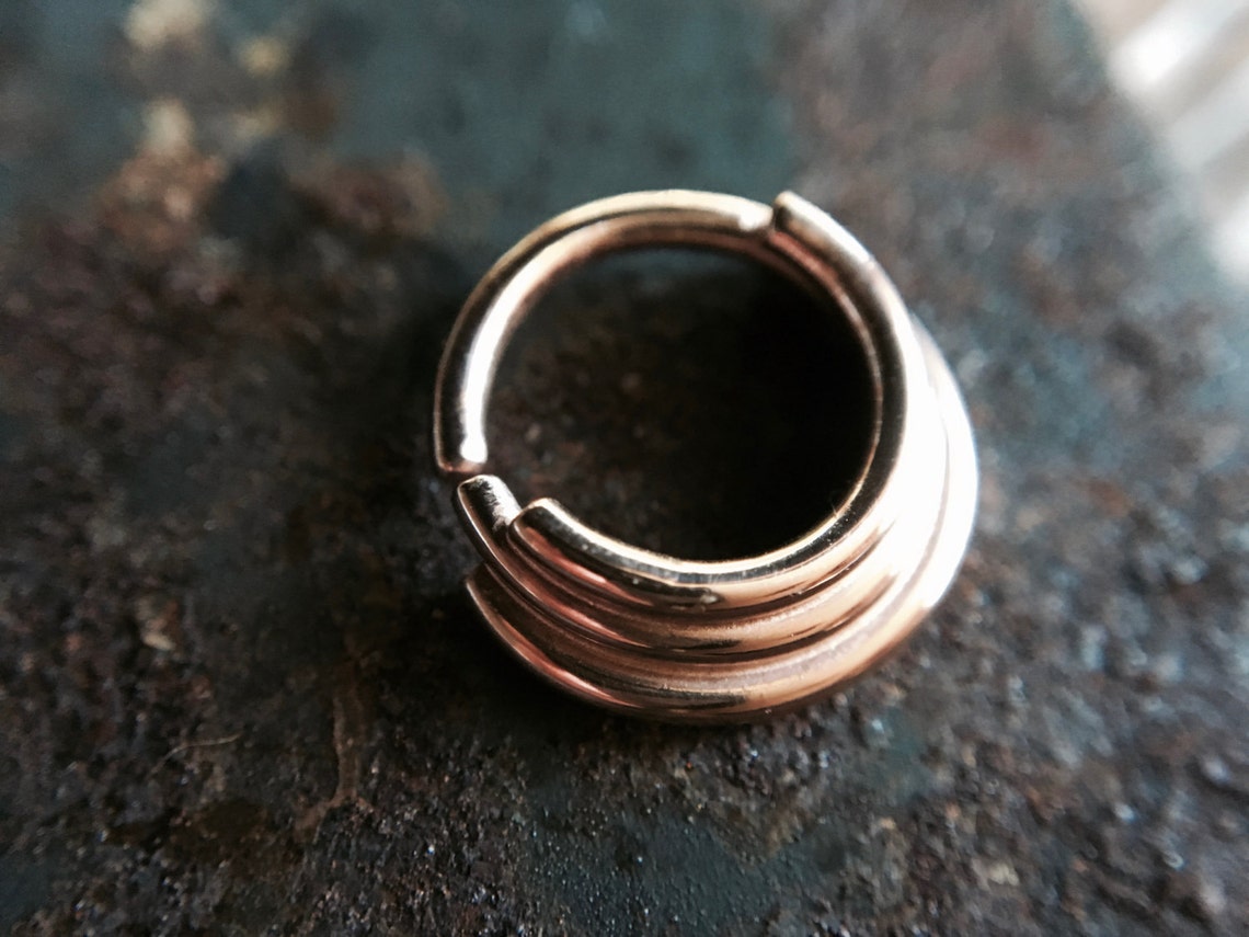 Rose Gold Triple Stack Septum Ring 3 Layered Nose Ring - Etsy