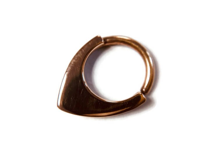 Solid 14 Karat Rose Gold Shield Septum Ring ~ Fin Style Nose Ring ...