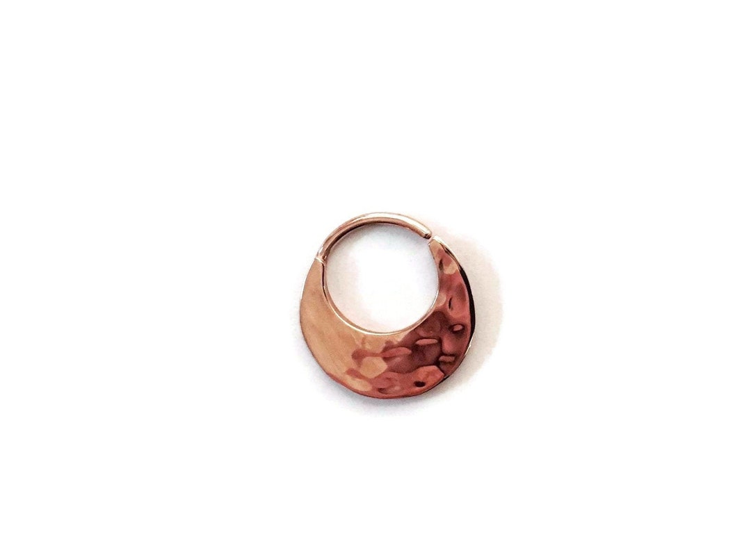 Hammered Textured Large Rose Gold Septum Ring ~ Crescent Moon Shaped ...