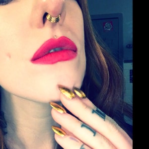Yellow Gold Triple Stacked Septum Ring ~ 3 in 1 Nose Hoop ~ Piercing ...