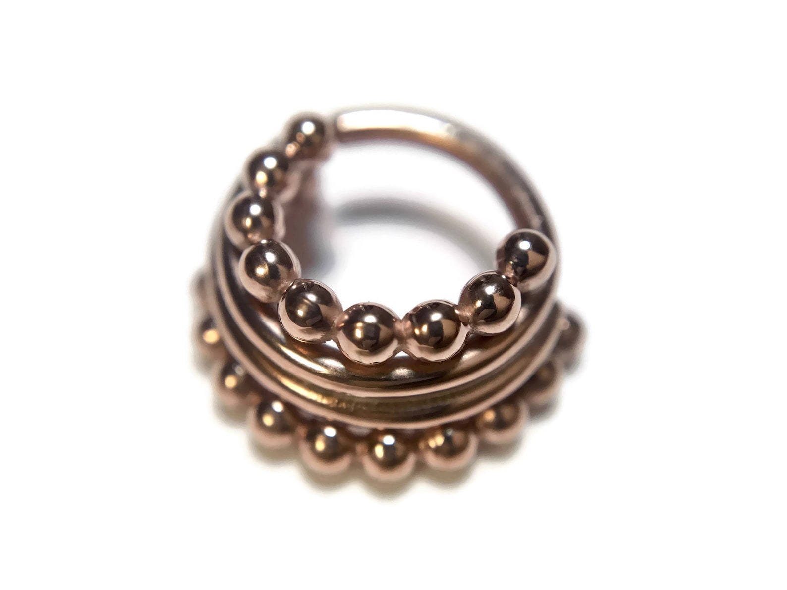 Rose Gold Beaded Stacked Septum Ring Quad Stacked Rose Gold - Etsy