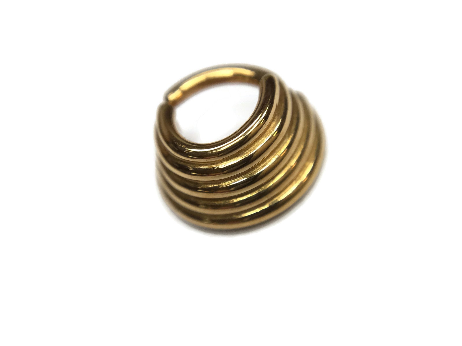 5 Stacked Tapered Septum Ring ~ Five Stack Layered Ring ~ Yellow Gold ...