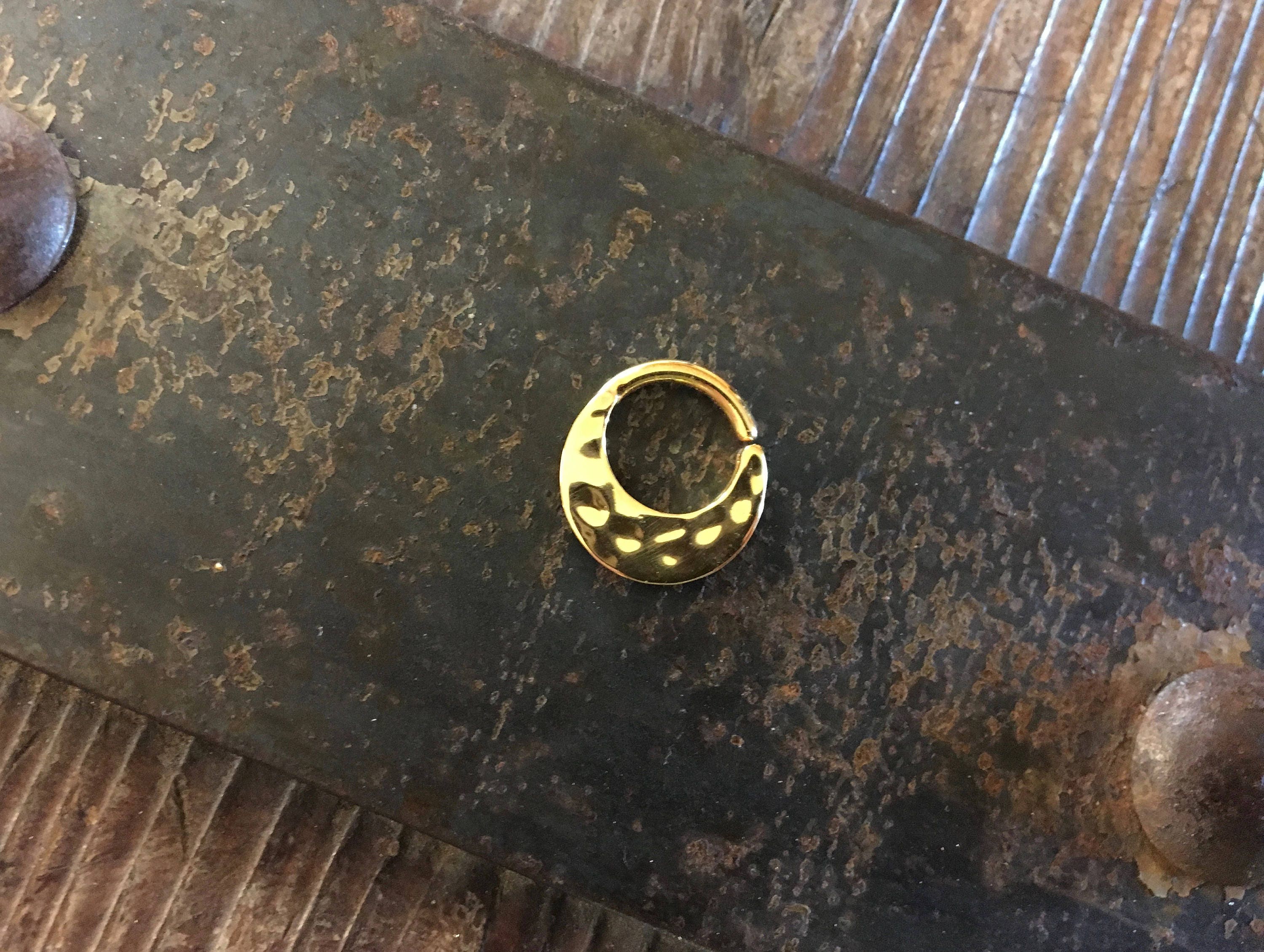 Hammered Textured Large Gold Septum Ring Crescent Moon Body | Etsy
