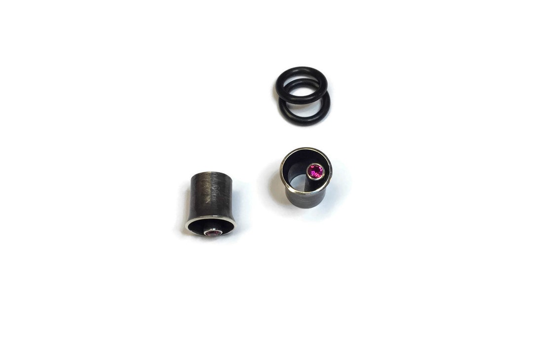 Ruby Gauges ~ Stretched Ear Lobes ~ Sterling Silver Ear Tunnels ~ Round ...