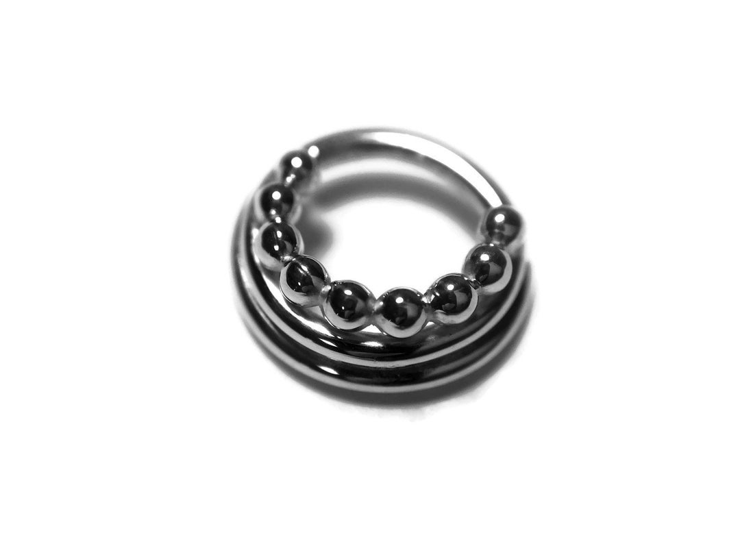 Triple Layered Beaded Septum Ring - Piercing - Rook - Conch - Nostril ...