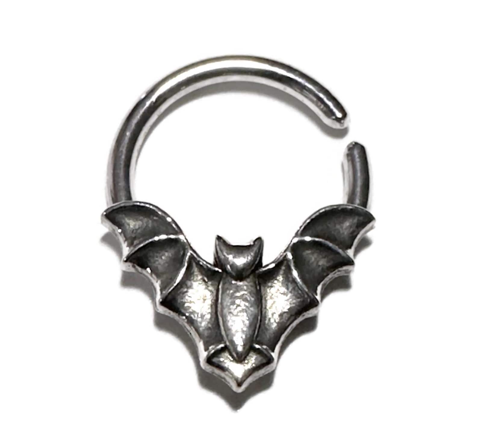 Bat Septum Ring ~ Solid Sterling Silver Nickel-free ~ Spooky Body ...