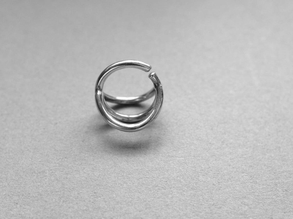 14 Karat White Gold Triple Nose Ring Hoop ~ Layered Nostril Piercing ...