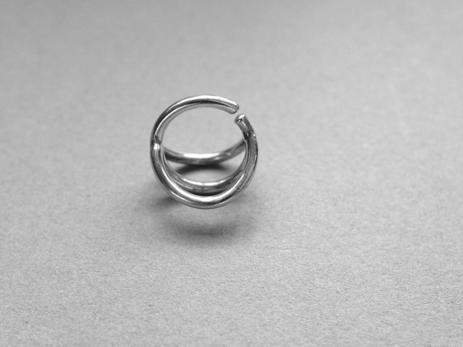 14 Karat White Gold Triple Nose Ring Hoop ~ Layered Nostril Piercing ...