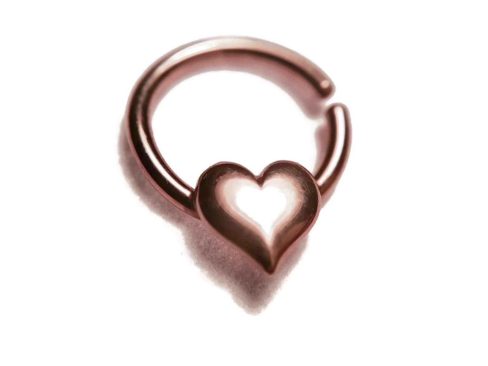 Rose Gold Heart Septum Ring ~ Valentine's Day Nose Ring ~ Pink Gold ...