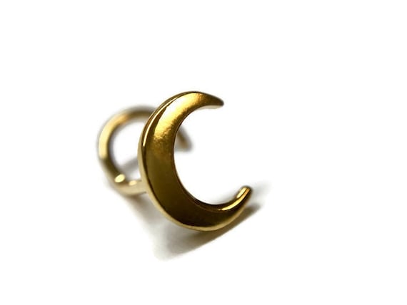 Gold Crescent Moon Nose Stud Half Moon Nostril Piercing - Etsy