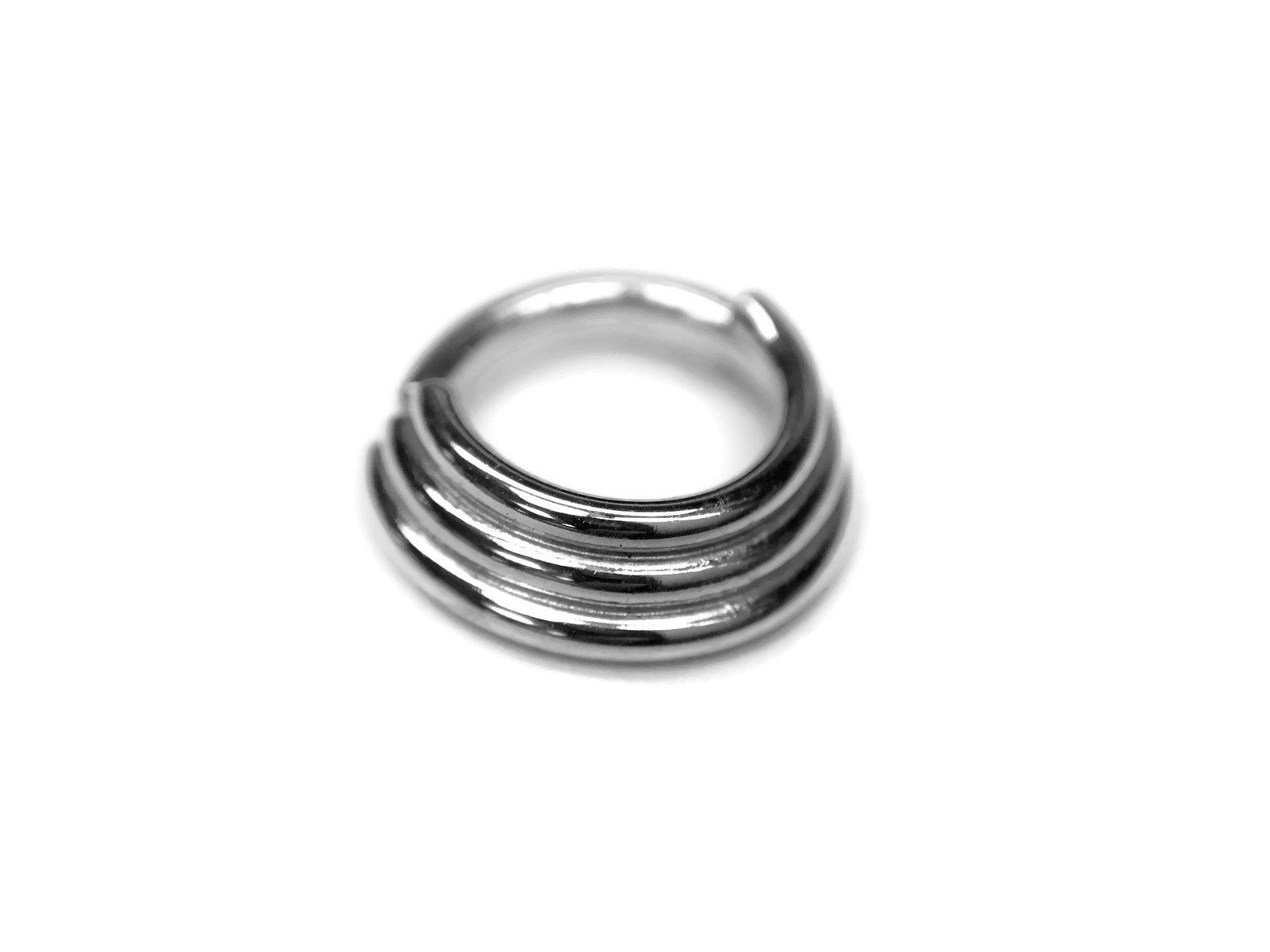 Triple Stack Septum Ring in Sterling Silver Three Layered - Etsy