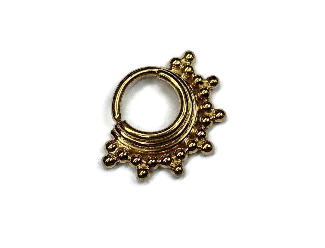Gold Triple Stacked Beaded Septum Ring - Piercing - Hoop - Conch ...
