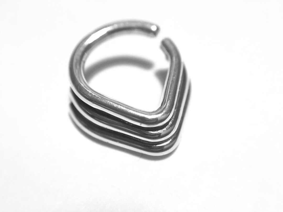Layered Chevron Triple Septum Ring High Polish - Triangle Stacked Nose ...