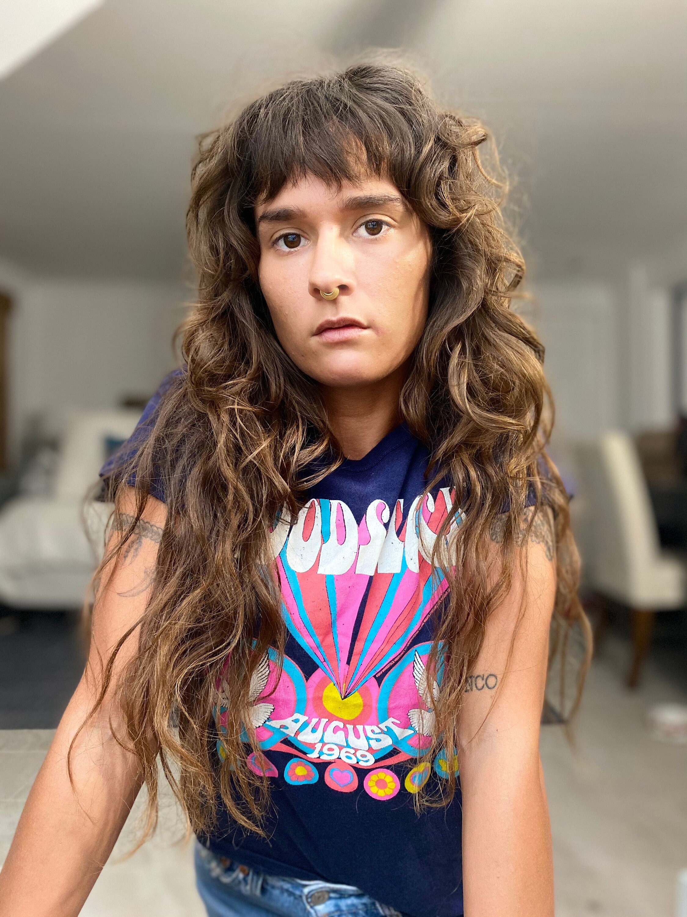 5 Stacked Tapered Septum Ring Five Stack Layered Ring | Etsy