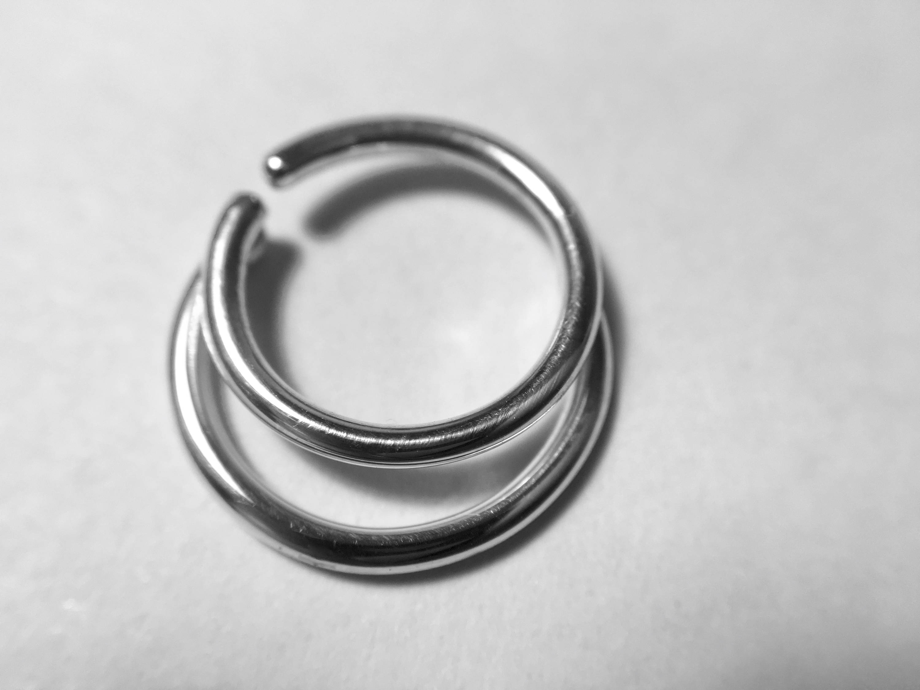 Double Layered Septum Ring ~ Double Nose Hoop ~ Nickel-free Sterling ...