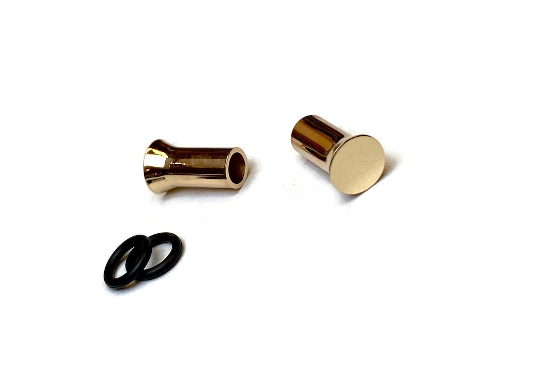 14K Capped Gold Plugs ~ High Polish Finish ~ Lightweight Hollow ~ Solid ...