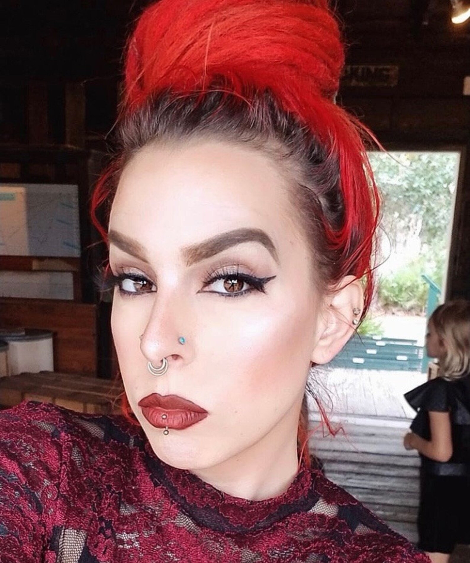 Gold Double Hoop Septum Ring 2 Ring 1 Piercing Yellow Gold | Etsy