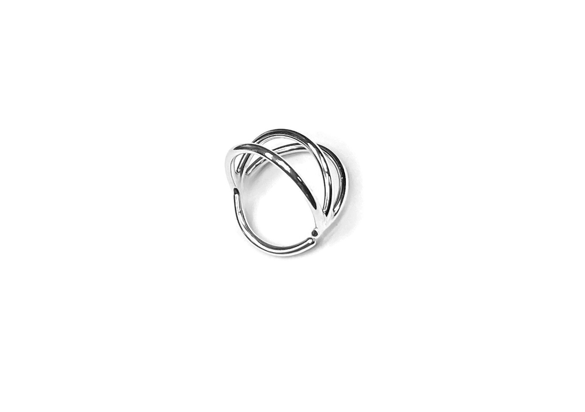 Triple Hoop Septum Ring - Layered Piercing - Lip - Helix - Rook - Conch ...