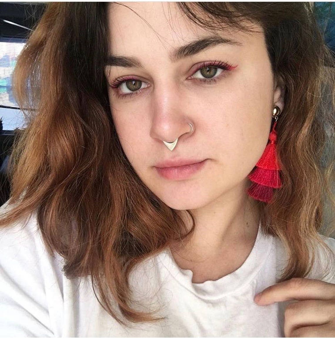 Rose Gold Shield Septum Ring ~ 5mm Blade Nose Hoop ~ Pointy Fin Body ...