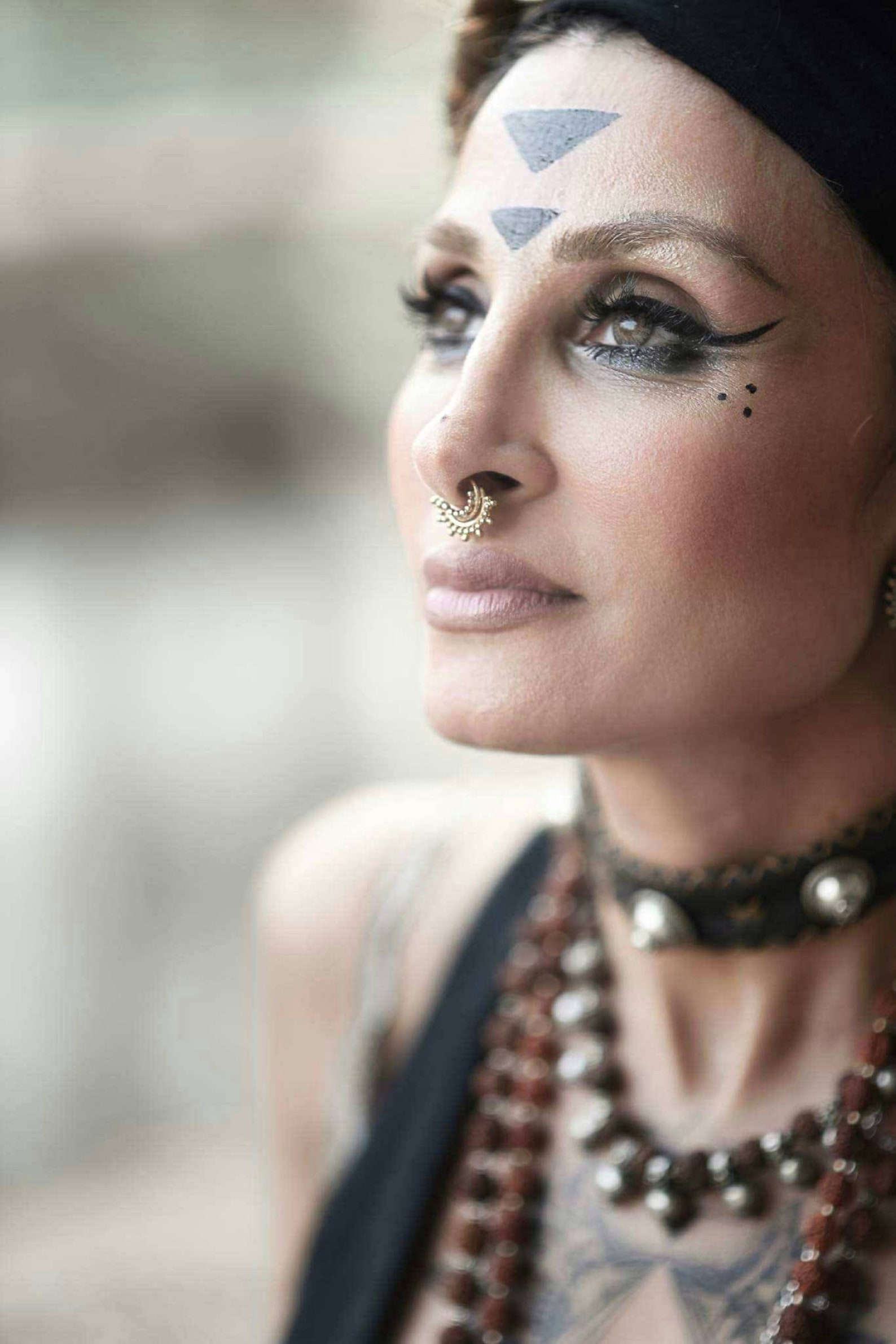 Gold Triple Stacked Beaded Septum Ring With Gap Piercing | Etsy