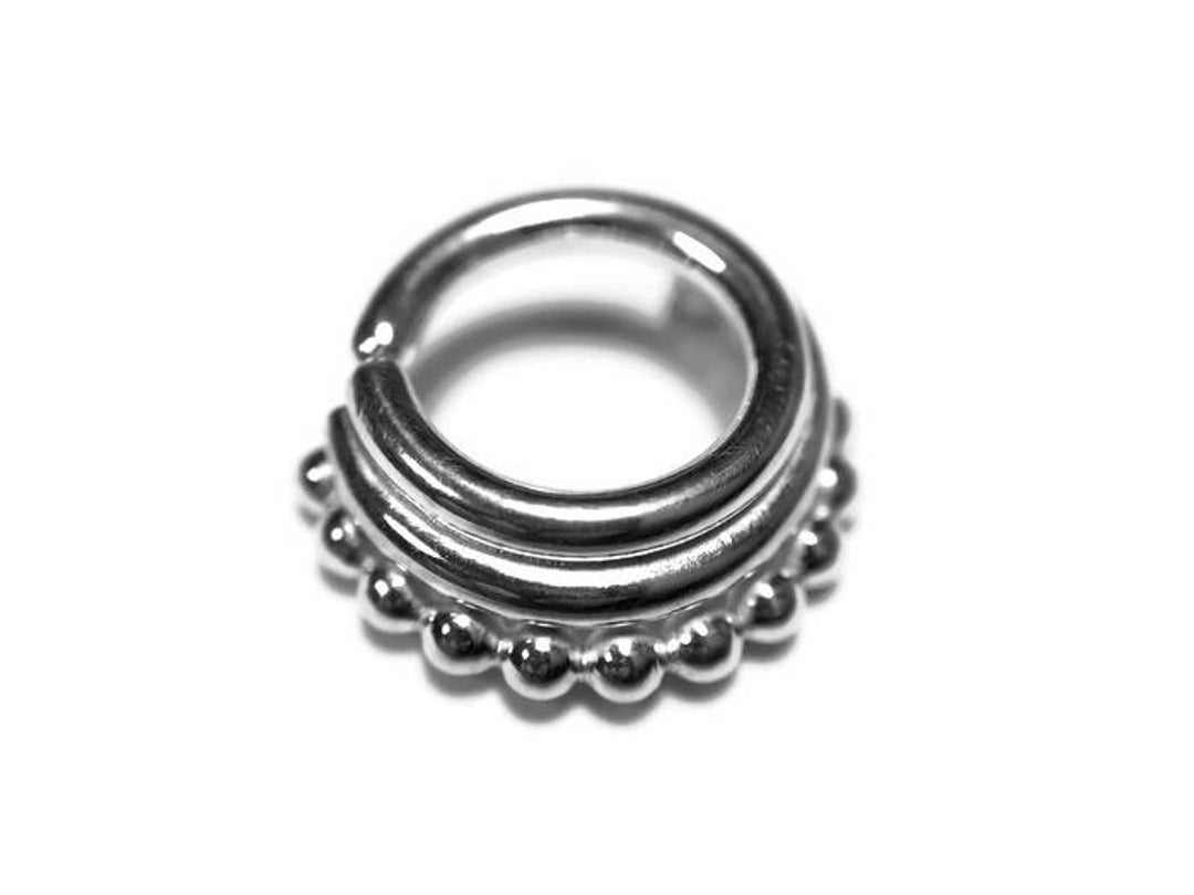 Stacked Septum Ring - Layered Piercing - Nickel Free Sterling Silver - Helix - Rook - Daith ...