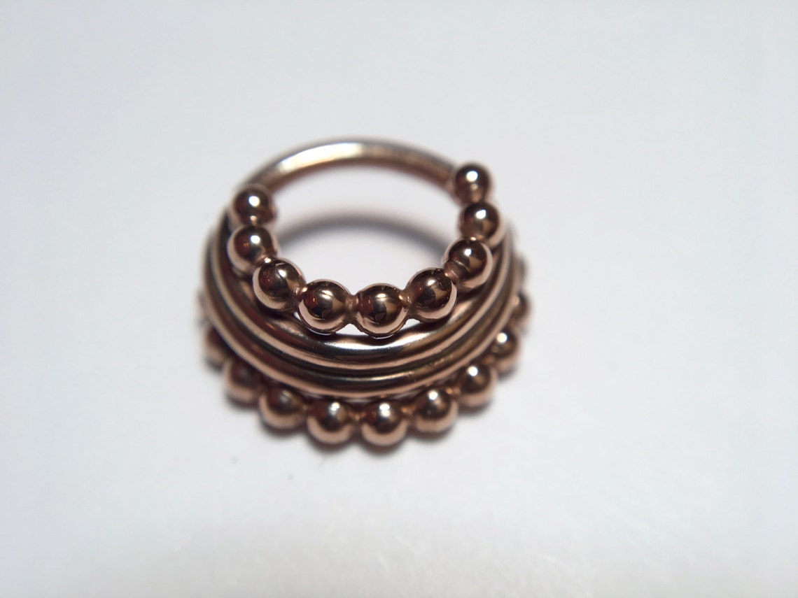 Rose Gold Beaded Stacked Septum Ring Quad Stacked Rose Gold - Etsy