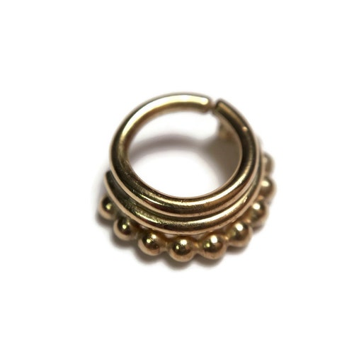 Yellow Gold Beaded Stacked Septum Ring Quad Stack Yellow - Etsy