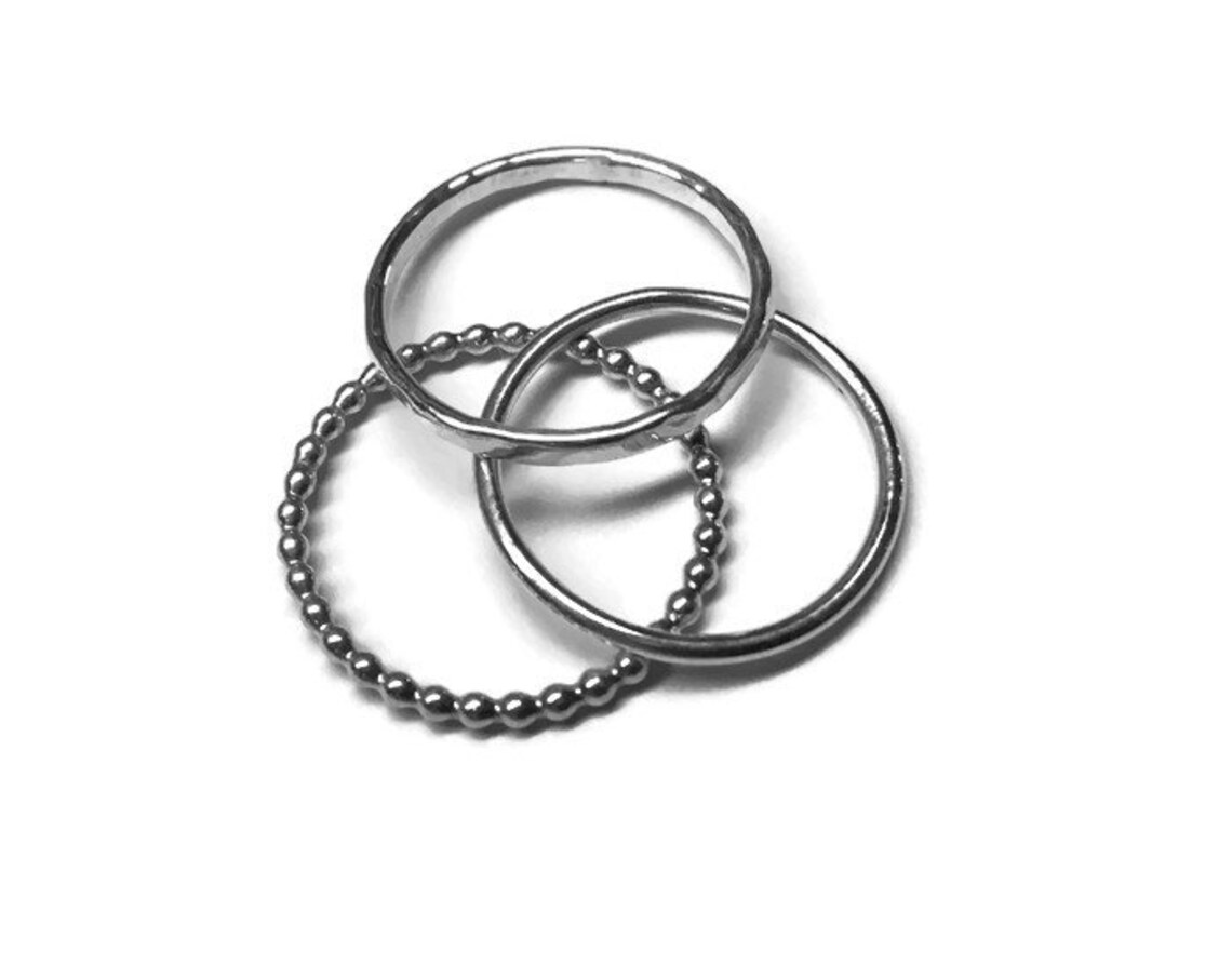 3 Pack Stacking Rings Sterling Silver Stackers Three Thin - Etsy
