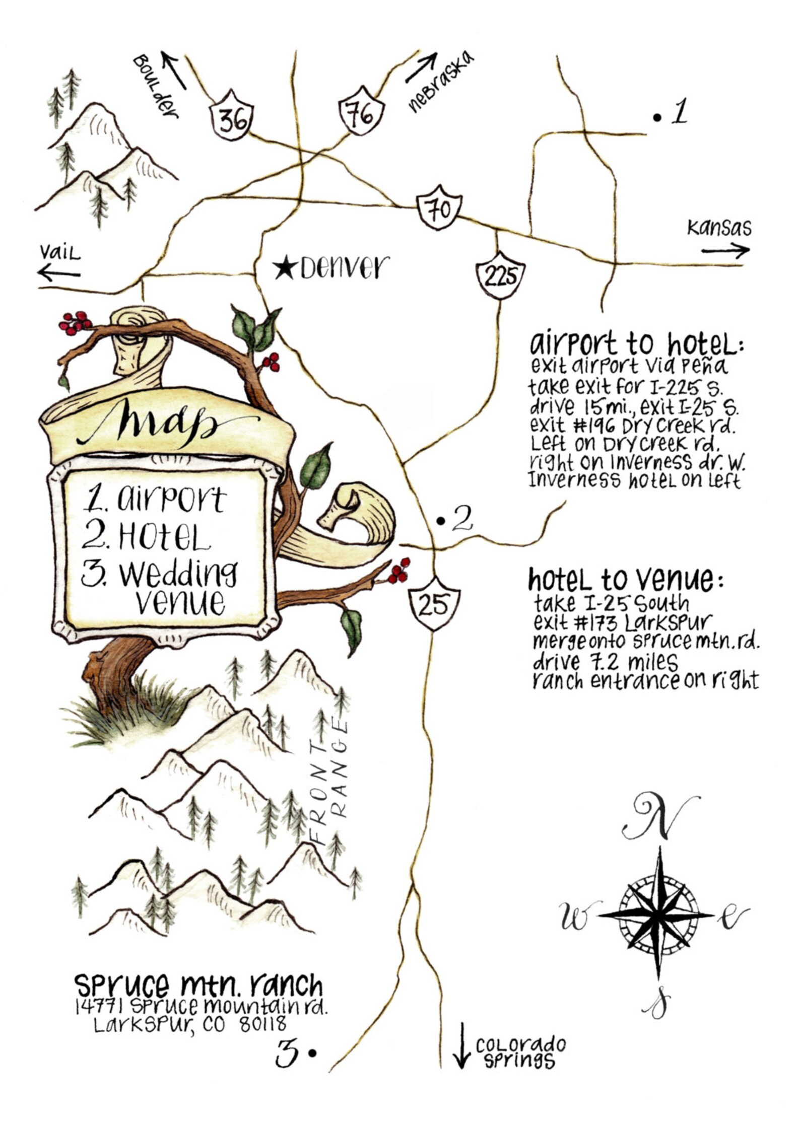 Custom Illustrated Map Hand-drawn/painted Map With Calligraphy digital ...